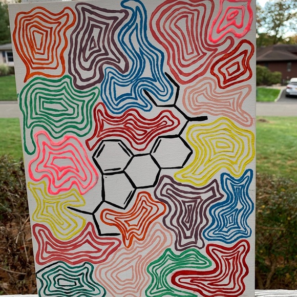 Wall Decor | Colorful Trippy Lsd Molecule Painting | Poshmark
